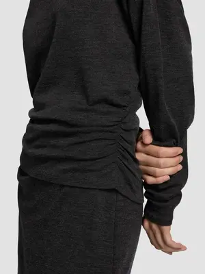 Vince Ruched Wool-blend Long-sleeve Top - Dark Grey