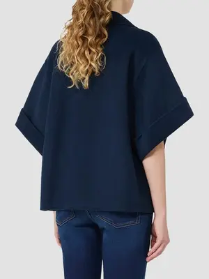 Max Mara Short Wool Broadcloth Coat - Navy