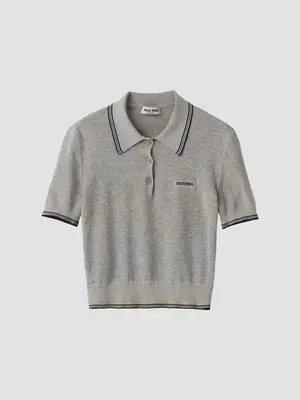 Miu Miu Cotton Jersey Polo Shirt - Grey