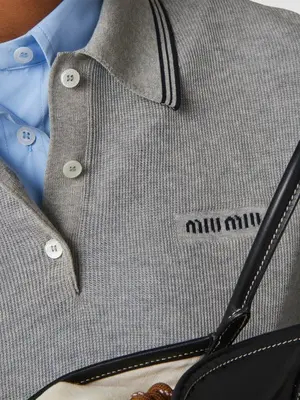 Miu Miu Cotton Jersey Polo Shirt - Grey