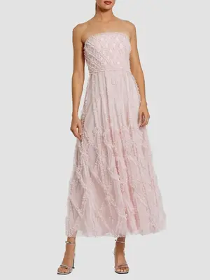 Mac Duggal Cocktail Ruffled Mesh Strapless Gown