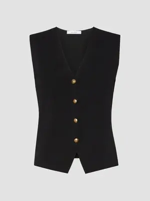 Max Mara Viscose Crepe Yarn Gilet - Black