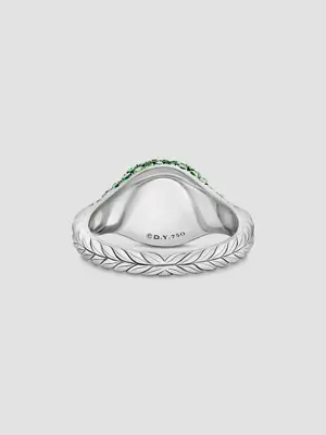 David Yurman Pavé Pinky Ring In 18k White Gold - Emerald