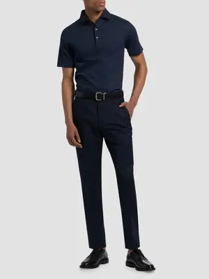 SAKS FIFTH AVENUE Collection Basic Wool Dress Trousers - Navy