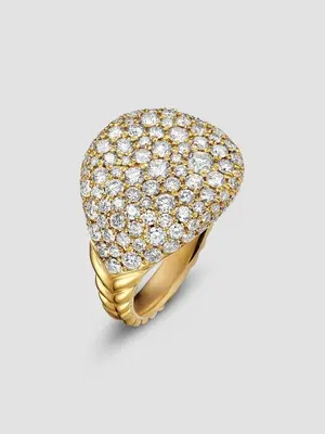 David Yurman Chevron Pinky Ring In 18k Yellow Gold