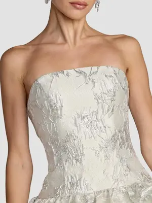 Mac Duggal Brocade Strapless Bubble Hem Minidress