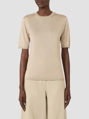 Max Mara Stockinette Stitched Cashmere And Silk Sweater - Stone