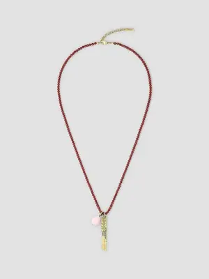 Givenchy Tape Long Necklace In Agate Metal And Quartz - Gold