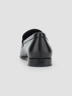 TOD'S Leather Penny Loafers - Black