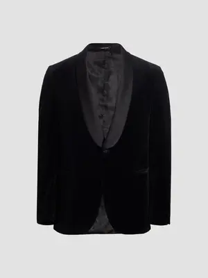 SAKS FIFTH AVENUE Collection Velvet Formal Shawl Jacket - Black
