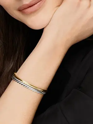 David Yurman Dy Mercer Two Row Cuff Bracelet In Sterling