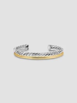 David Yurman Dy Mercer Two Row Cuff Bracelet In Sterling