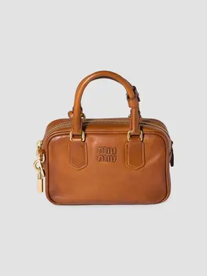 Miu Miu Arcadie Leather Top Handle Bag - Brown