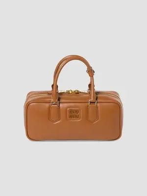 Miu Miu Arcadie Leather Top Handle Bag Brown