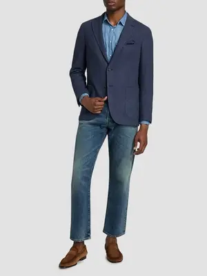 SAKS FIFTH AVENUE Herringbone Wool-blend Sport Coat - Navy