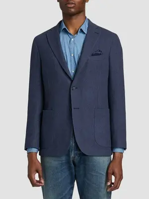 SAKS FIFTH AVENUE Herringbone Wool-blend Sport Coat - Navy