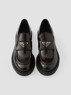 Prada Chocolate Brushed Leather Loafers