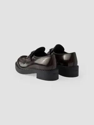 Prada Chocolate Brushed Leather Loafers