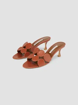 Manolo Blahnik Haribalmu 50mm Leather Sandals - Medium Brown