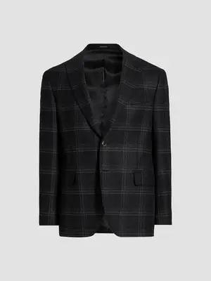 SAKS FIFTH AVENUE Collection Plaid Wool-blend Blazer - Black