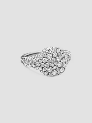 David Yurman Chevron Pinky Ring In 18k White Gold - Diamond