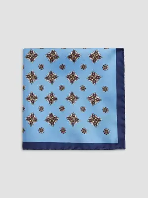 SAKS FIFTH AVENUE Floral Silk Pocket Square - Blue