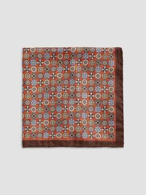 SAKS FIFTH AVENUE Floral Silk Pocket Square - Orange