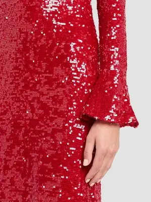 Lapointe Sequined Flare Sleeve A-line Gown