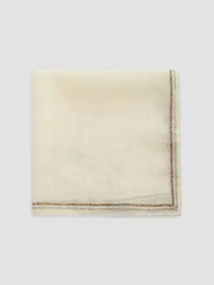 SAKS FIFTH AVENUE Thin Stripe Silk Pocket Square - Creme