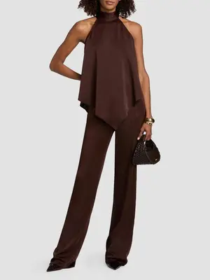Lapointe Lightweight Satin Handkerchief Top - Chocolate