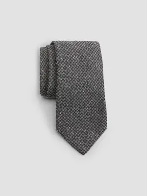 SAKS FIFTH AVENUE Houndstooth Silk Tie - Grey