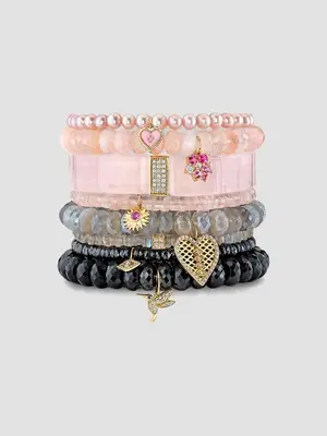 SYDNEY EVAN 14k Yellow 0.06 Tcw Diamond & Spinel Beaded Bracelet