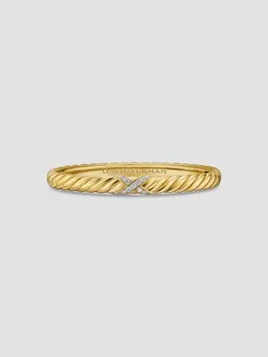 David Yurman Sculpted Cable X Center Station Bracelet In 18k Yellow Gold - Diamond