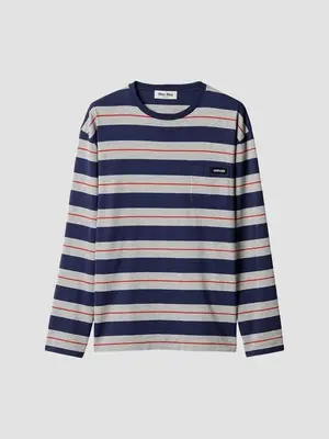 Miu Miu Long-sleeved Cotton Jersey T-shirt - Grey Multi