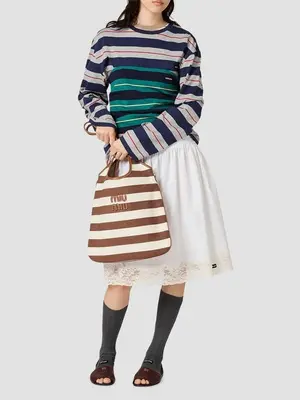 Miu Miu Long-sleeved Cotton Jersey T-shirt - Grey Multi