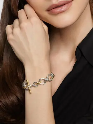 David Yurman Dy Mercer Chain Bracelet In Sterling - Diamond