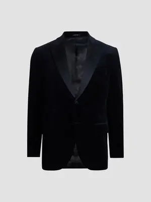 SAKS FIFTH AVENUE Collection Velvet Formal Peak Lapel Jacket Navy