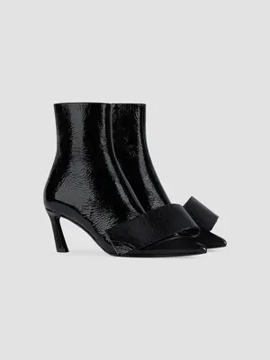 Givenchy Twisted Ribbon Ankle Boots In Shiny Naplack Leather - Black