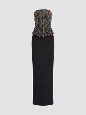 Mac Duggal Embellished Corset Strapless Column Gown Black