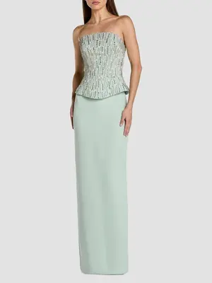 Mac Duggal Embellished Corset Strapless Column Gown - Mint