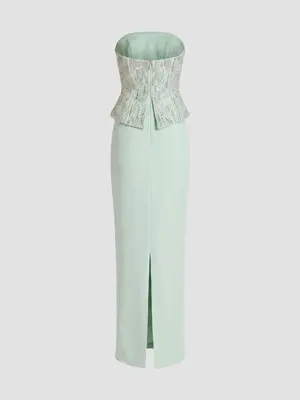 Mac Duggal Embellished Corset Strapless Column Gown - Mint