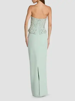 Mac Duggal Embellished Corset Strapless Column Gown - Mint