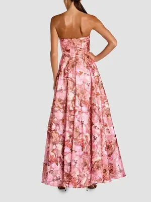 Mac Duggal Floral Organza Strapless Fit-&-flare Gown