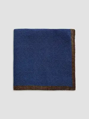 SAKS FIFTH AVENUE Chevron Silk Pocket Square - Blue