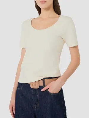 Max Mara Fine Rib Knit Jersey T-shirt - Ivory