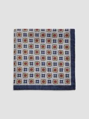 SAKS FIFTH AVENUE Collection Floral Silk Pocket Square - Grey