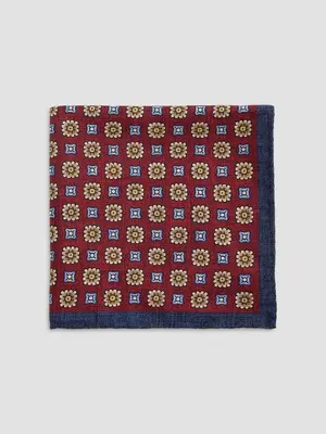 SAKS FIFTH AVENUE Collection Floral Silk Pocket Square Red