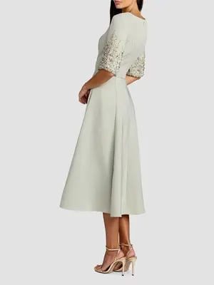 Mac Duggal Embellished Sleeve Tea-length Cocktail Dress