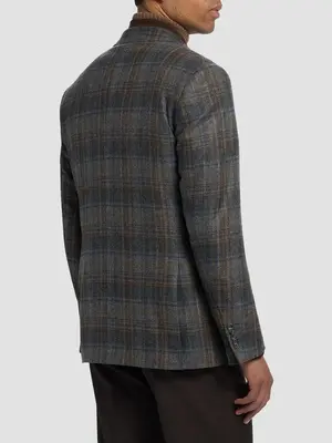 SAKS FIFTH AVENUE Collection Plaid Wool Sport Coat - Brown Grey