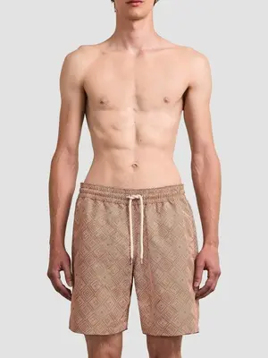 Frescobol Carioca Santos Madeira Printed Swim Shorts